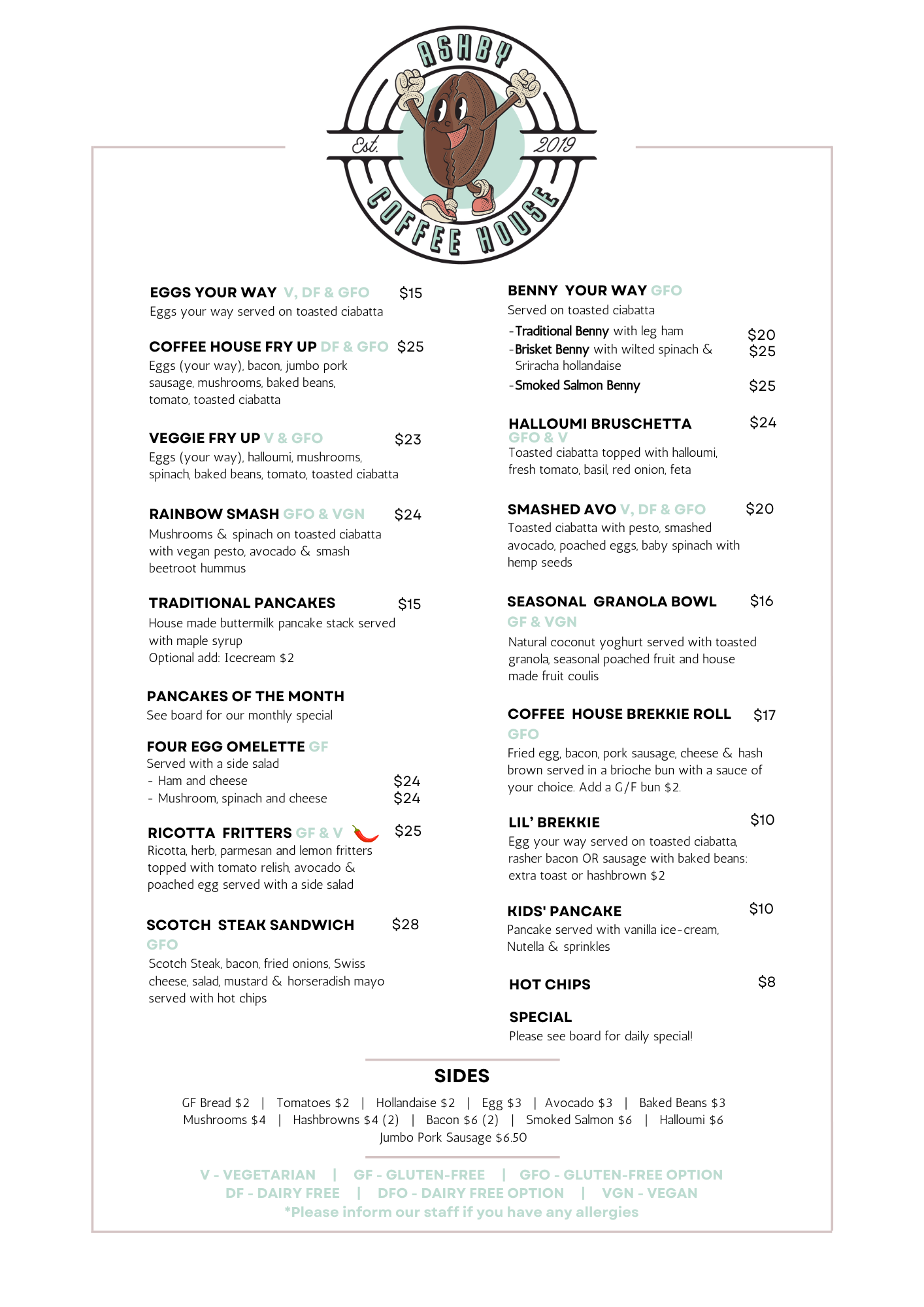 Ashby Coffee House Menu - The Ashby Bar & Bistro